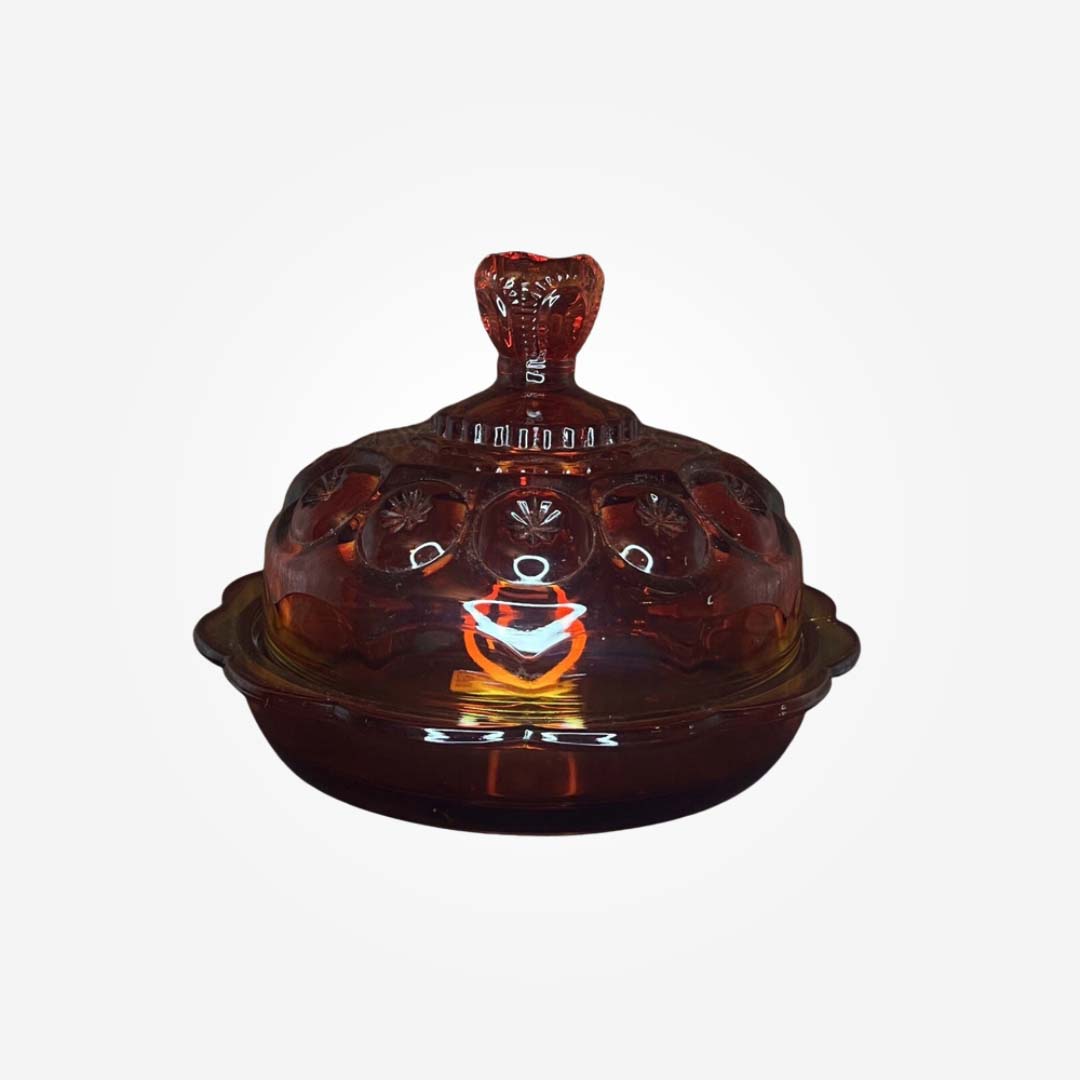 Amberina Moon & Stars Butter Dish - The Articles of Virtu