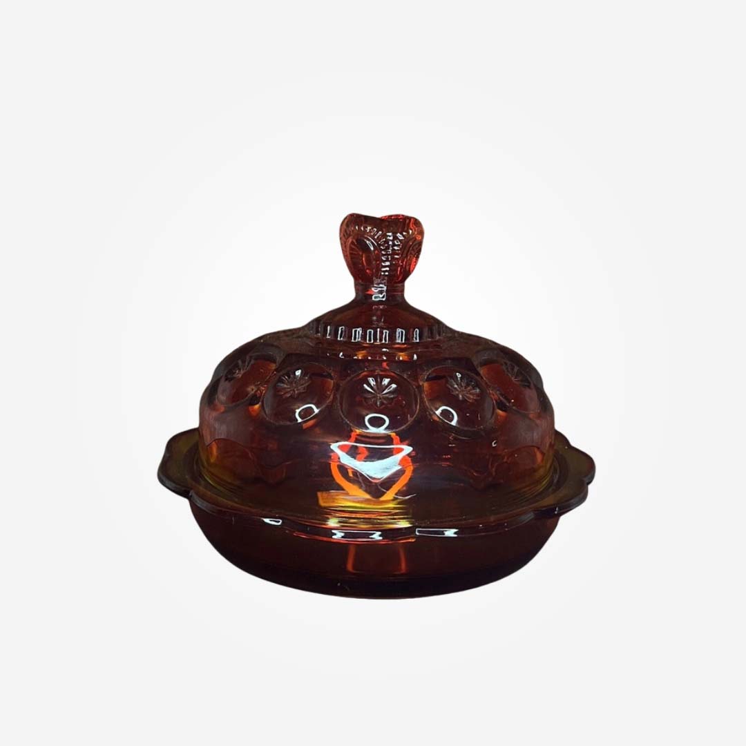 Amberina Moon & Stars Butter Dish - The Articles of Virtu